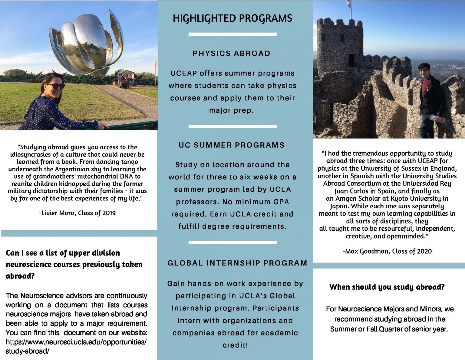 Study Abroad – Undergraduate Neuroscience Interdepartmental Program